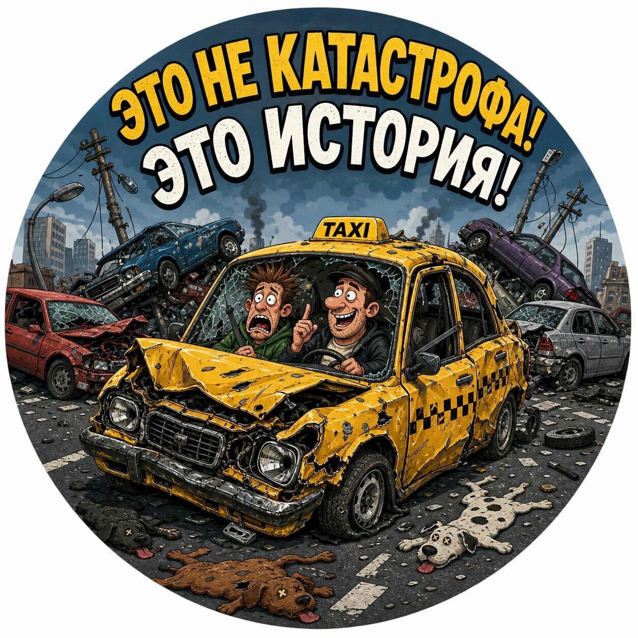 Значок круглый 37мм "Это не катастрофа! Это история!"