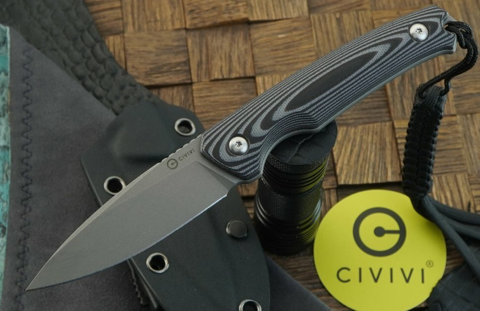 Нож Civivi Altus Fixed Blade, сталь 14C28N, рукоять черно-серый G-10