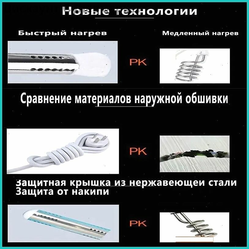 Погружной кипятильник 3000Вт, нагреватель воды для ведра и ванны, антикоррозийный, безопасный, для дачи