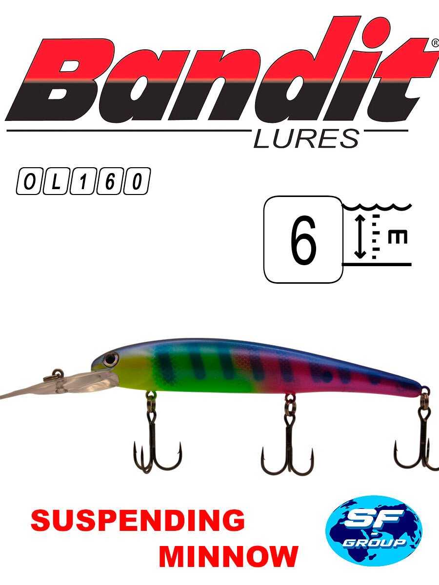 Воблер Bandit Suspending Minnow 12 см 20,6 гр заглубление 6м #OL160