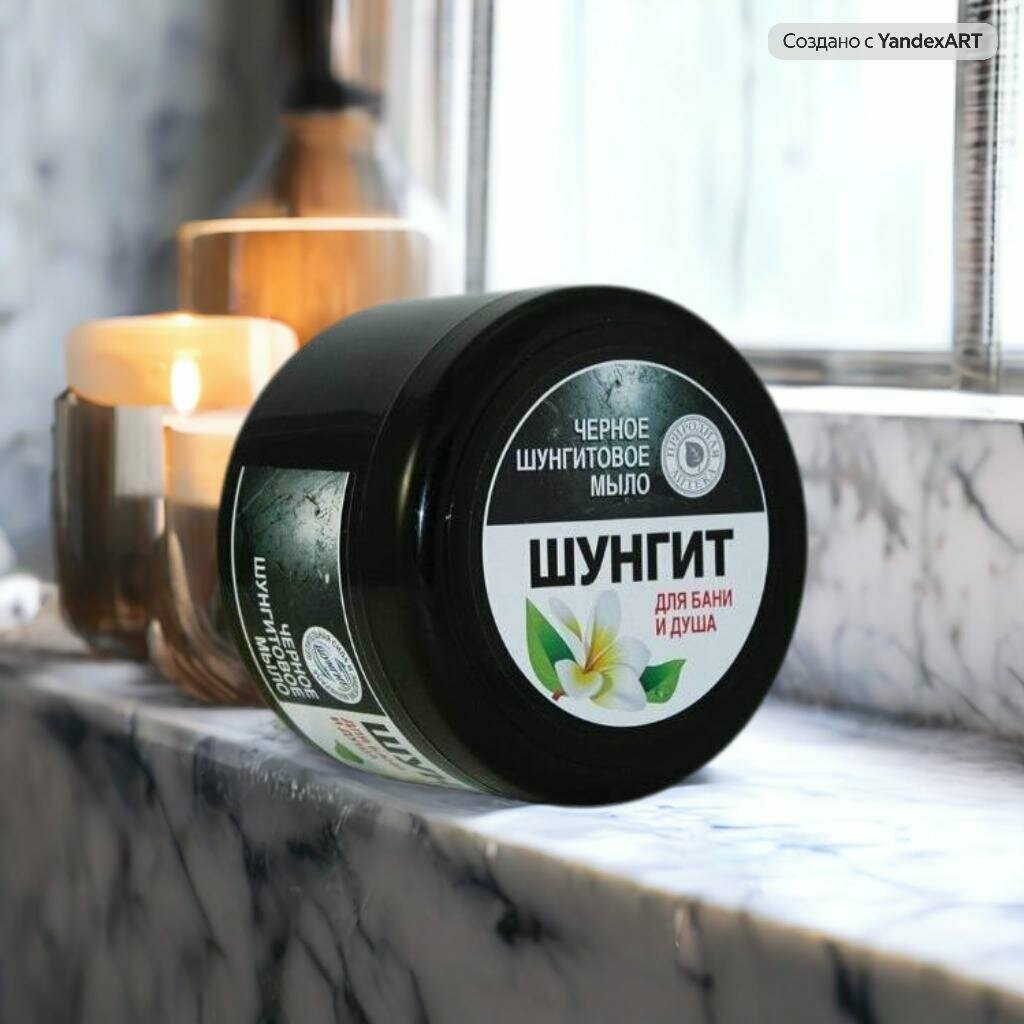 Мыло Природная аптека для бани и душа, черное, шунгитовое, 500 мл