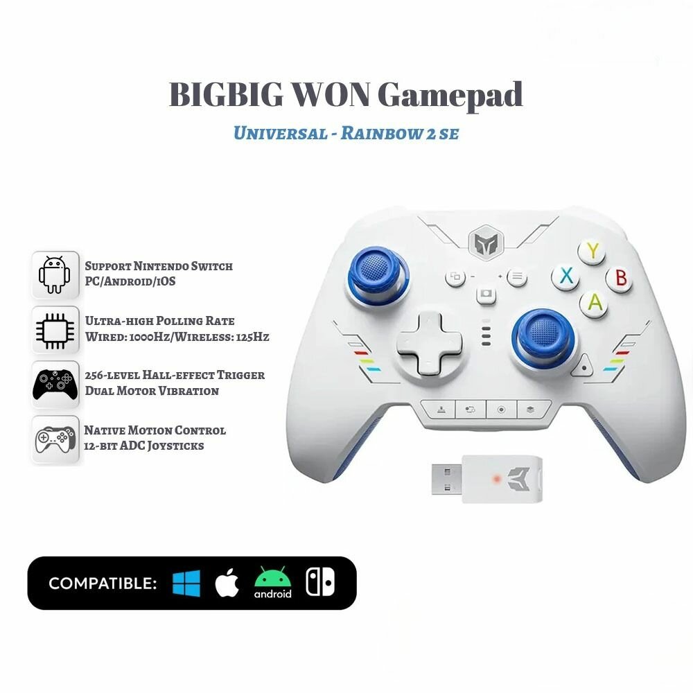 BIGBIG WON Rainbow 2 SE Беспроводной игровой контроллер Motion Control запускает эффект Холла для коммутатора / ПК / Android / iOS