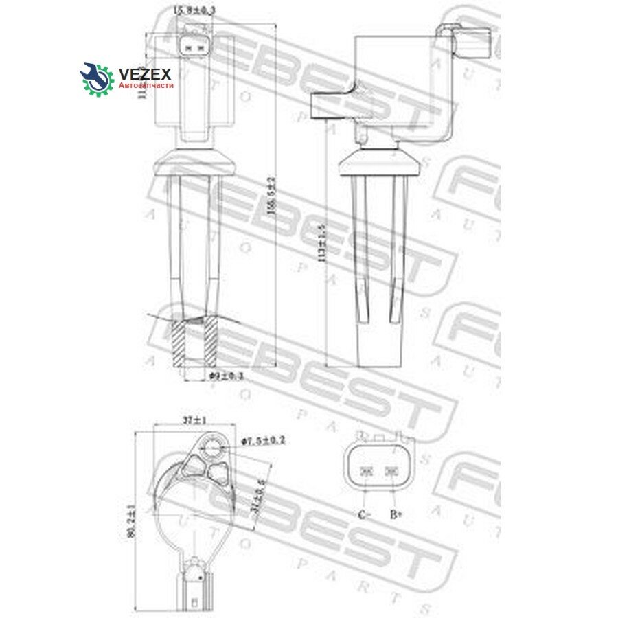 FEBEST 21640-006 катушка зажигания 21640-006
