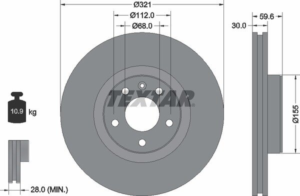 Диск тормозной передний с покрытием PRO+ AUDI A6 S6 A8 S8 2004-2011 TEXTAR 92132305