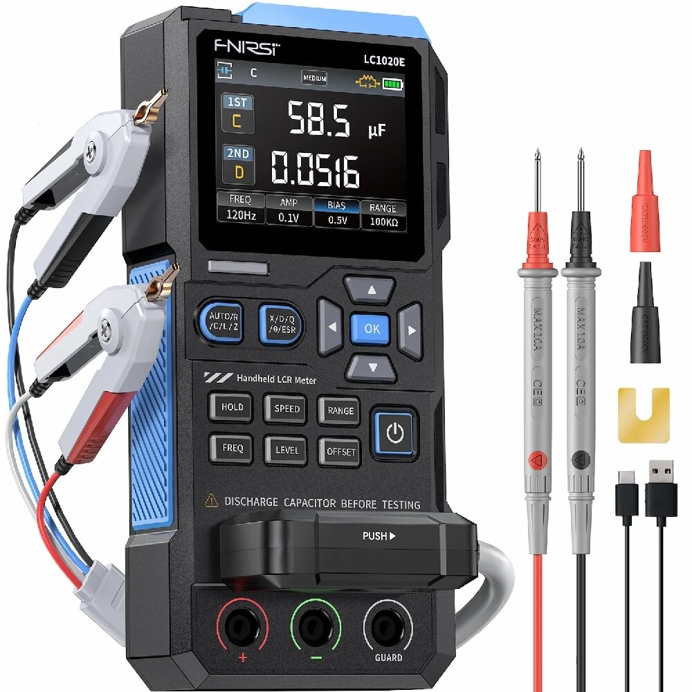 LCR измеритель, Fnirsi LC1020E Smart режим, TFT-дисплей 2,8'