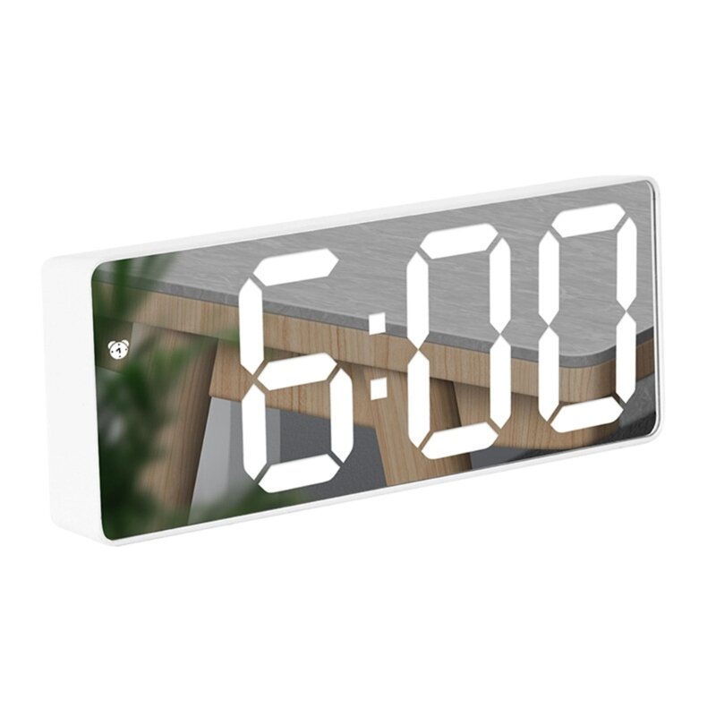 Многофункциональный светодиодный зеркальный будильник-white shell mirror white light 05