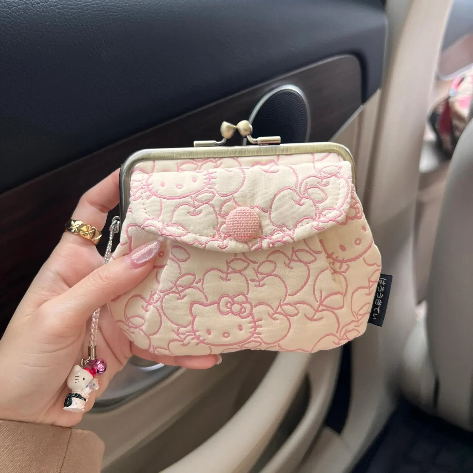 MINISO Популярная сумочка Sanrio Hello Kitty с золотым ртом, кошелек для монет, держатель для карт, органайзер 2-в-1 для девочек, косметичка, подарок, Размер: 10х6 см