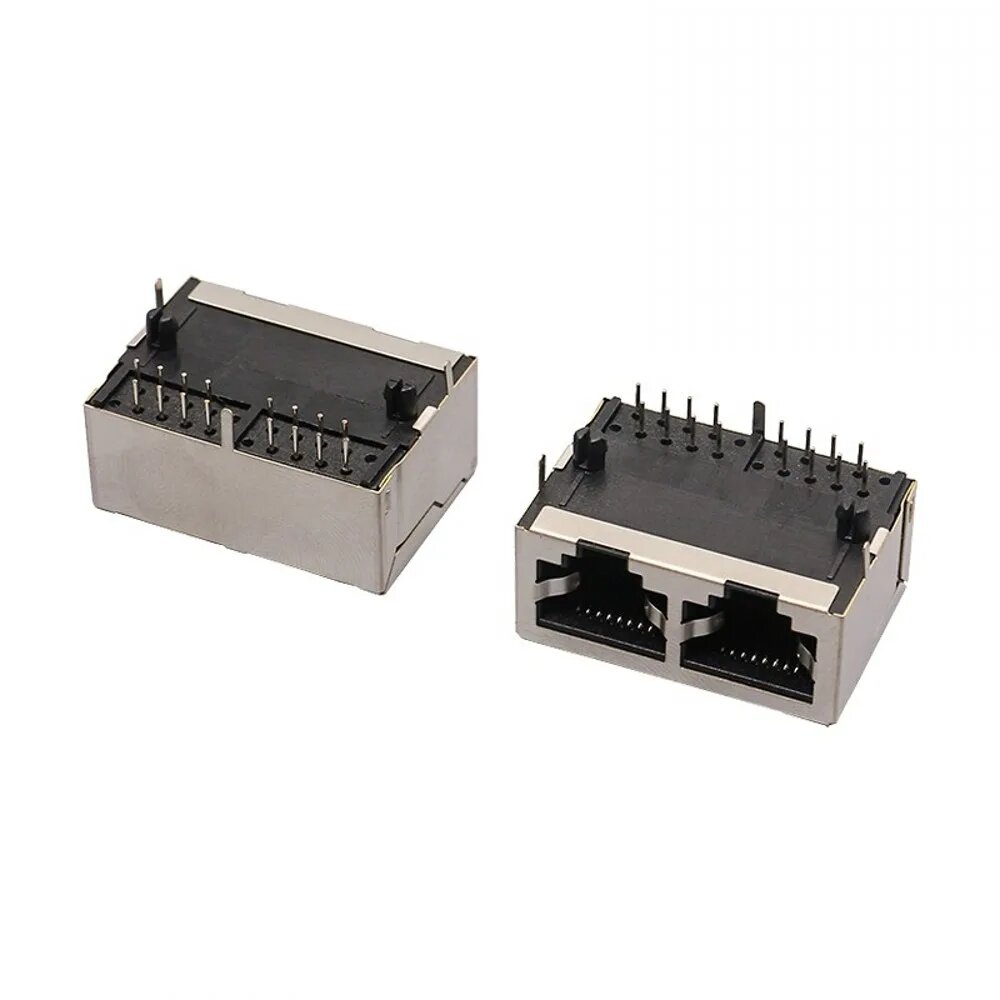 40 шт. 1*2 RJ45 16-контактный разъем для печатной платы под прямым углом, разъем 8P8C с кристаллической головкой, двойной порт, 21 мм, сетевой интерфейс