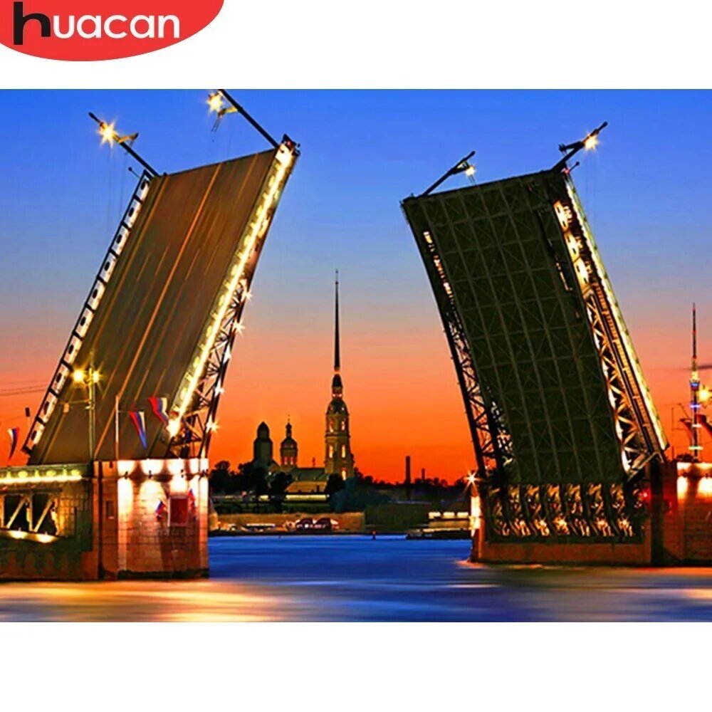 Хуакан Алмазная картина пейзаж СПб мост