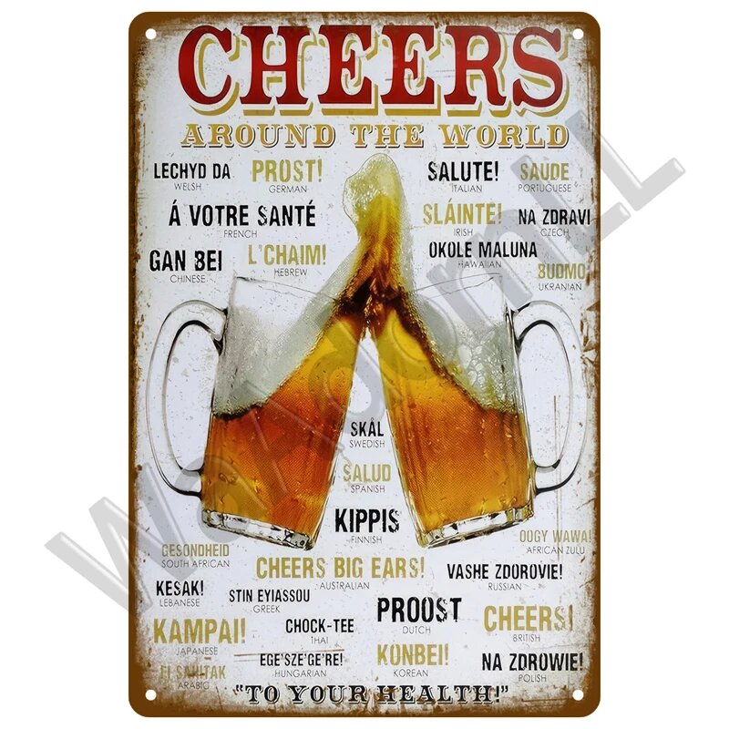 Винтажный знак "Cheers Around the World"