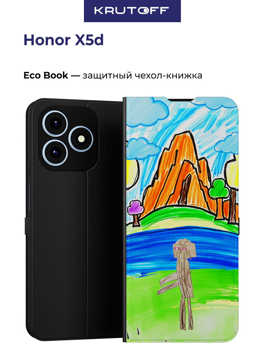 Чехол-книжка Krutoff Eco Book для Honor X5d Майнкрафт (черный)