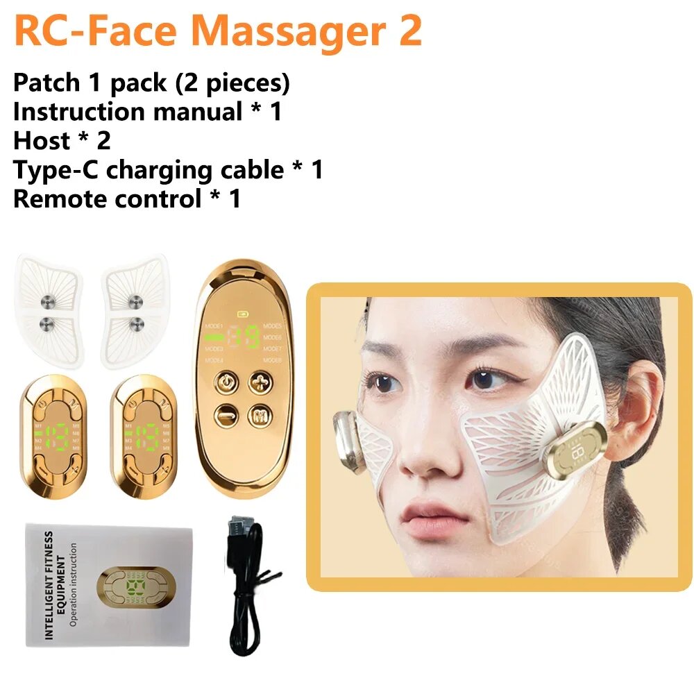 RC-Face Massager 2, 2 шт. патчей, пульт, зарядка
