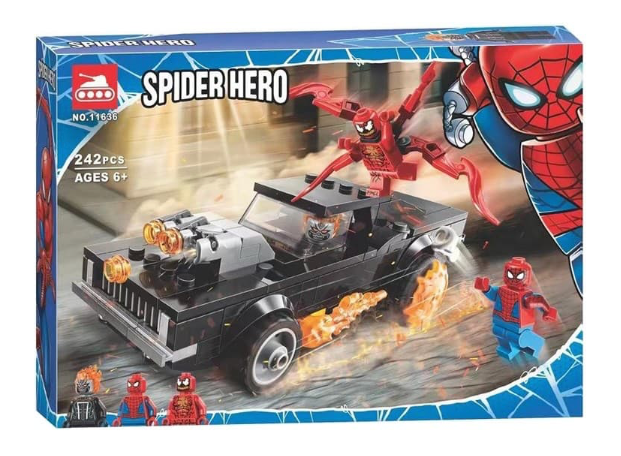 Конструктор LARI SPIDER HERO "Человек-Паук и Призрачный Гонщик против Карнажа" 11636, 242 детали