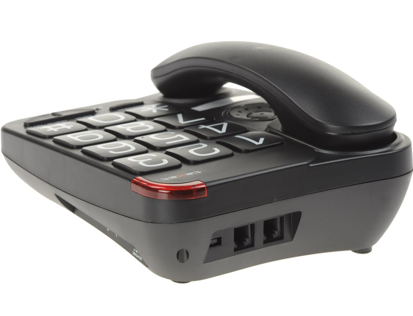 Телефон проводной TEXET TX-201, выполнен в стиле big button, черный — фото 1
