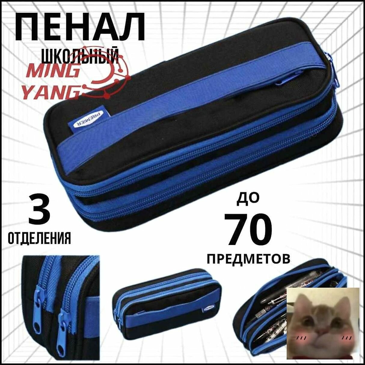 Пенал школьный подростковый, для мальчиков и девочек, 3 отдела-скидк