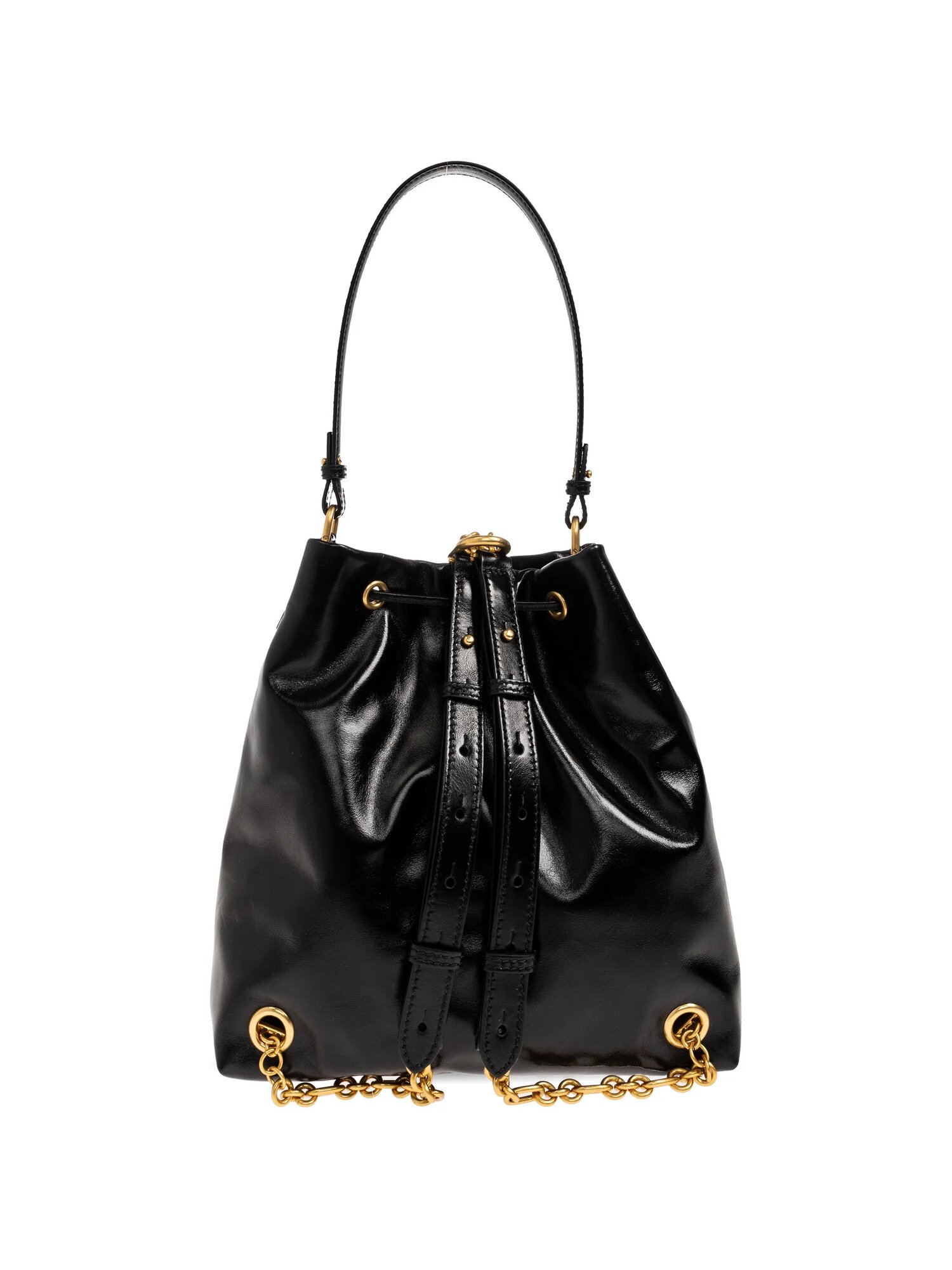 Сумка BALMAIN Chain-trimmed leather backpack, черный/черный — фото 1