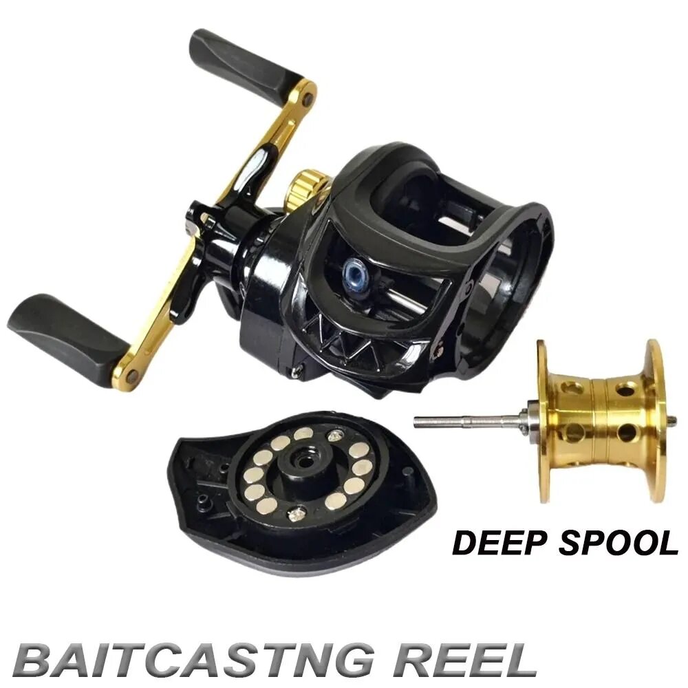 Мультипликаторная катушка Baitcasting Reel 7.2:1, 14+4 подшипников, черный матовый — фото 1