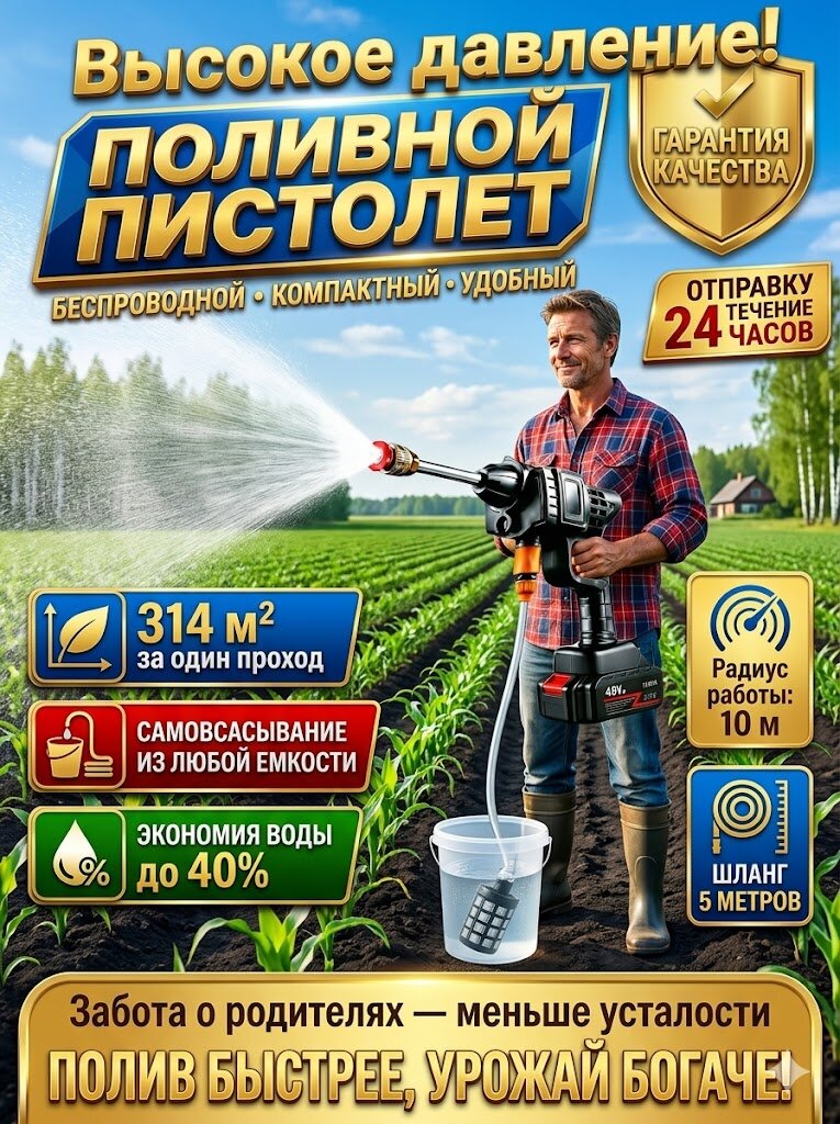 Насос аккумуляторный для полива из бочки, 48V