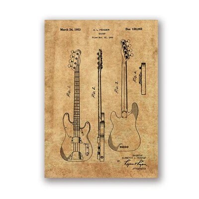 Плакат Fender Precision Bass, PH3403, 13x18 см, без рамки