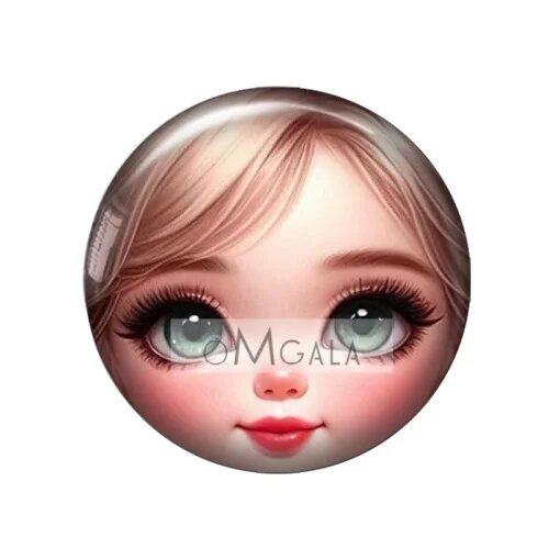 Стеклянные кабошоны «Мордочки матрешек» OMGALA, 10 шт, 8-40 мм 25 мм, D 10pcs