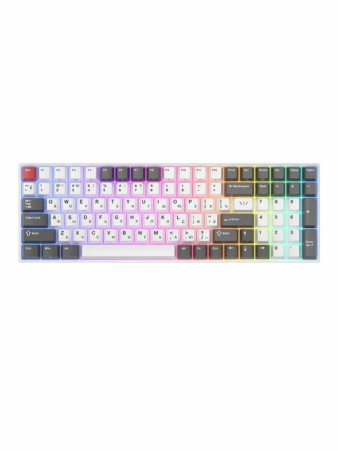 RK Royal Kludge RK100 RK Red Беспроводная механическая игровая клавиатура, русская раскладка, белая, серая, красная
