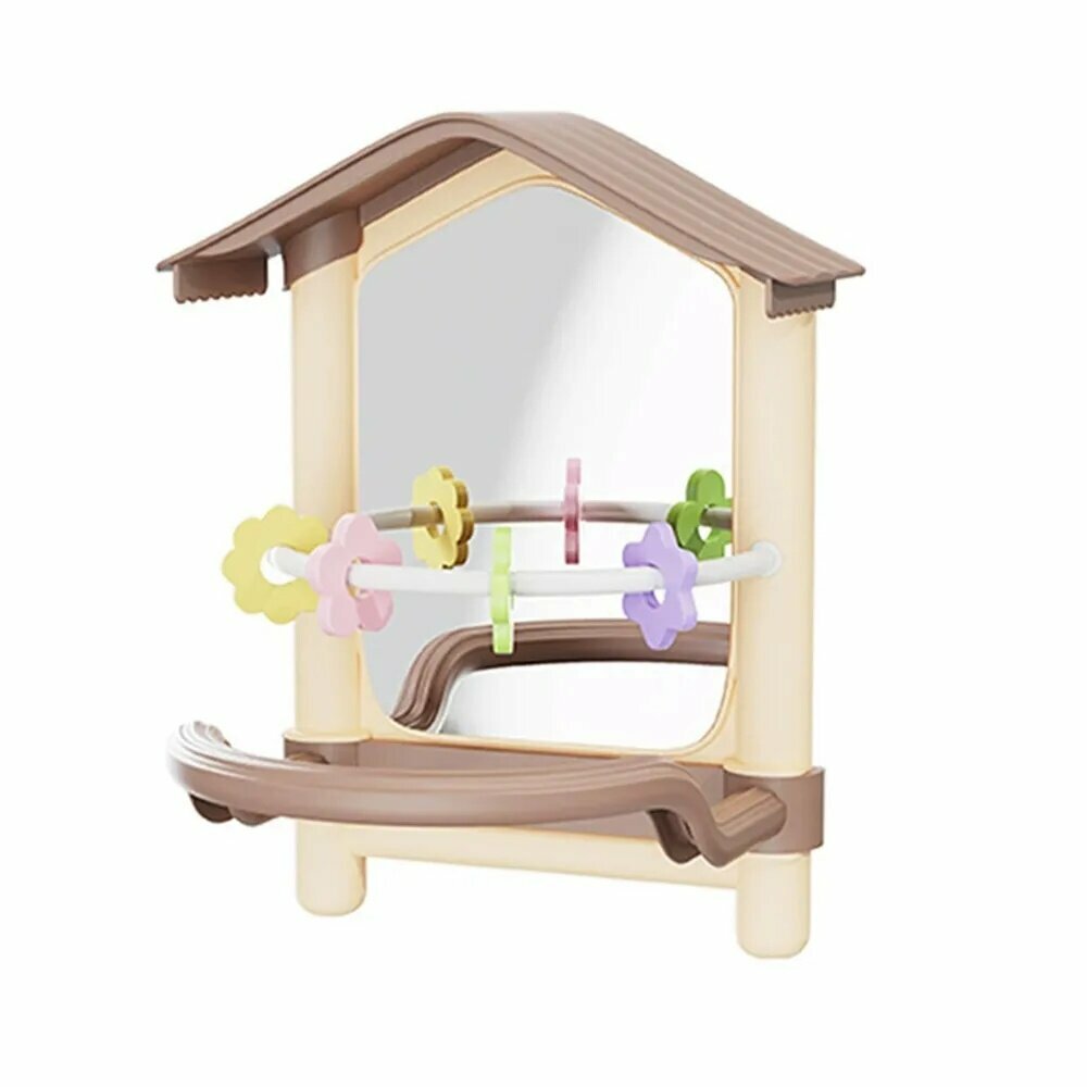 Игрушка-стойка для попугаев с зеркалом, подходит для корелл, волнистых попугаев и неразлучников, украшение для клетки