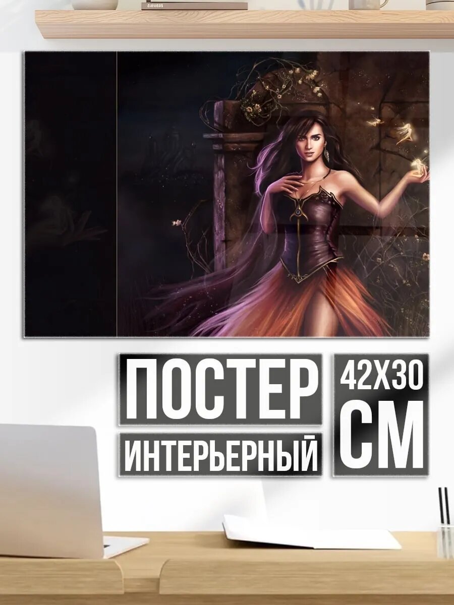 Плакат постер девушка с цветами