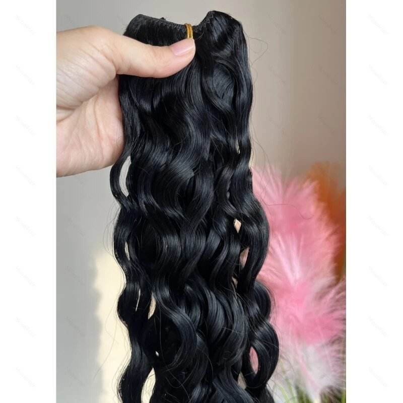 Натуральные пряди на зажимах MinselHair, пепельно-русые с мелированием, волнистые, 7 шт.