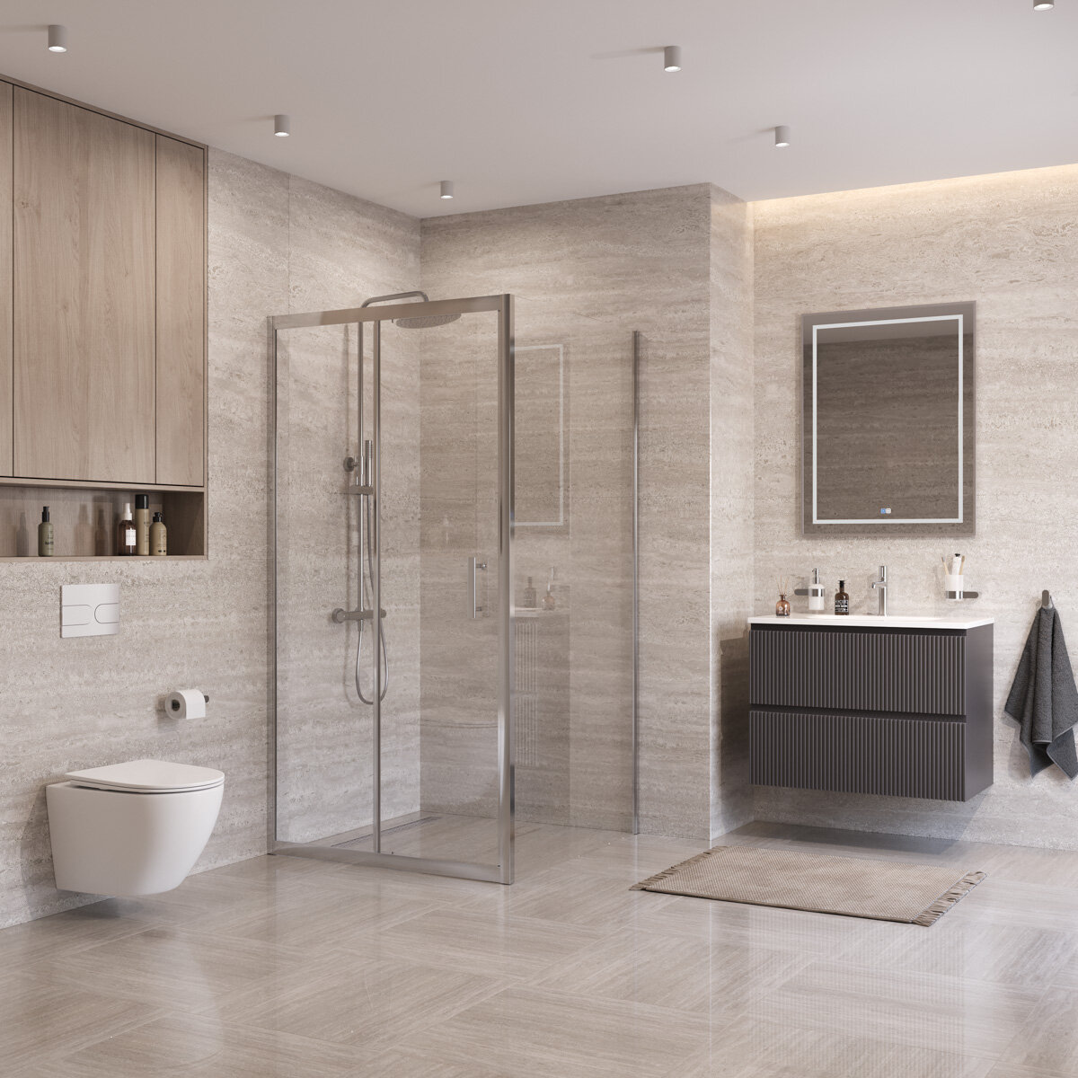 Душевой уголок Belbagno Uno 100х100 UNO-195-A-1-100-C-Cr хром