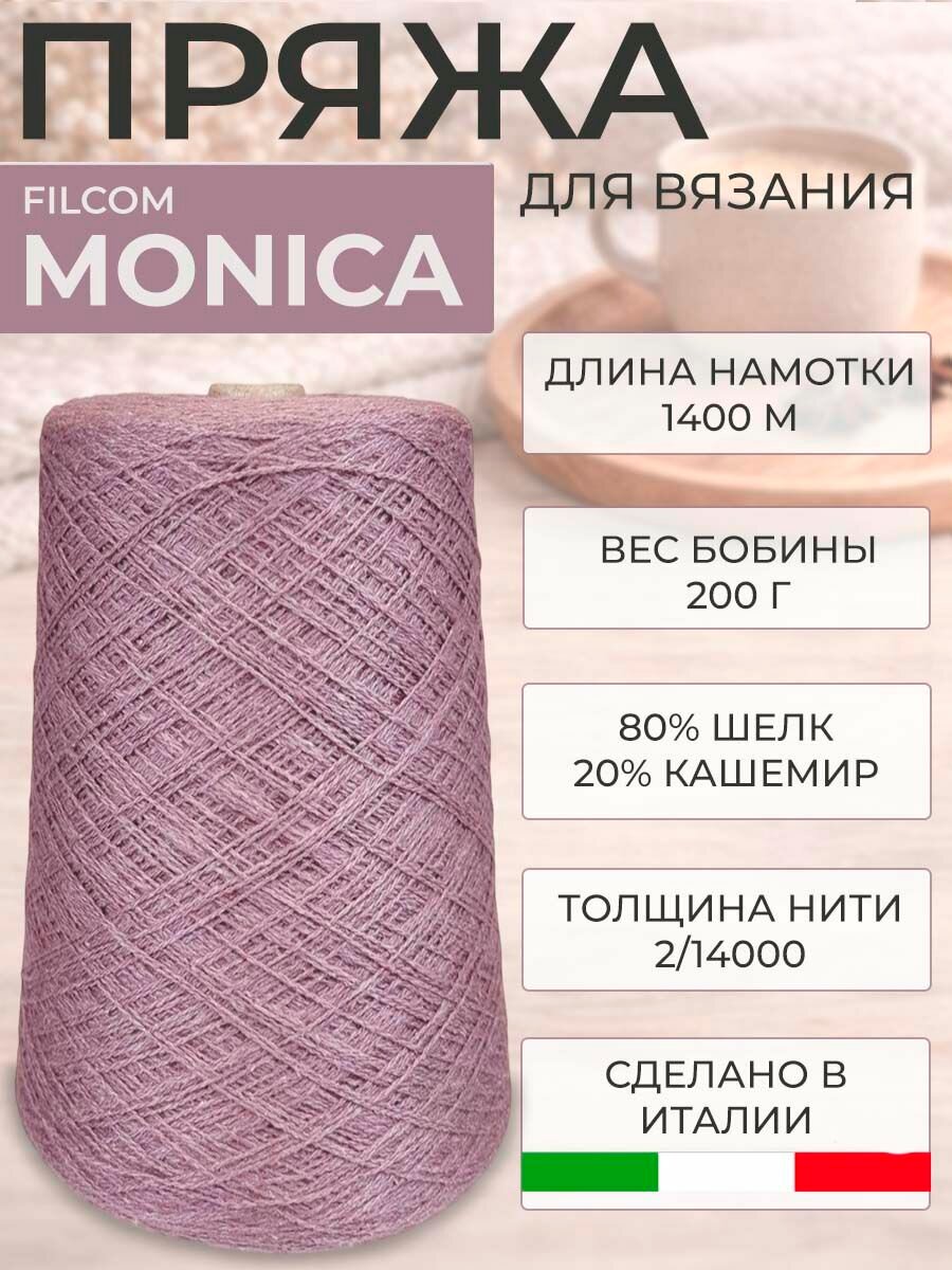 Пряжа бобинная Filcom Monica шелк с кашемиром, 200 г / 1400 м, цвет красный лук