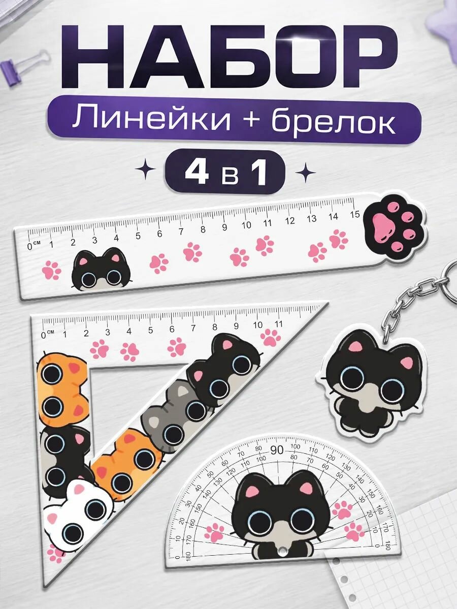 Набор линеек для школьника котики