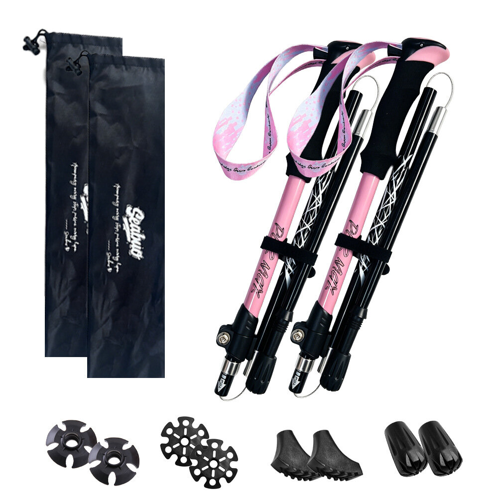 Складная треккинговая палка Seabuo из алюминиевого сплава, телескопическая, легкая, нескользящая, для походов на открытом воздухе, для бездорожья и альпинизма.