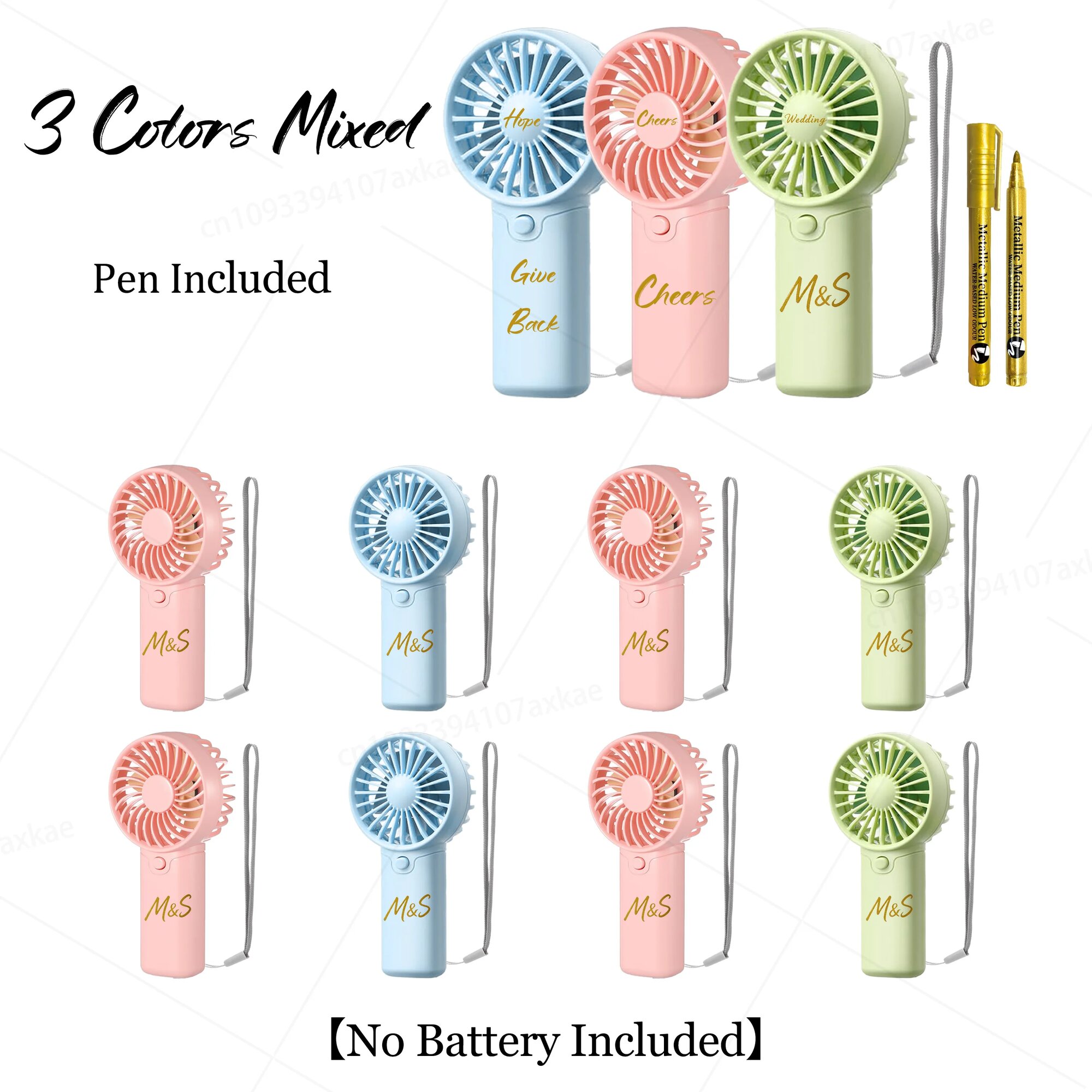 Портативный пластиковый вентилятор XMSJ A Mix 2 with Pen, 12PCS