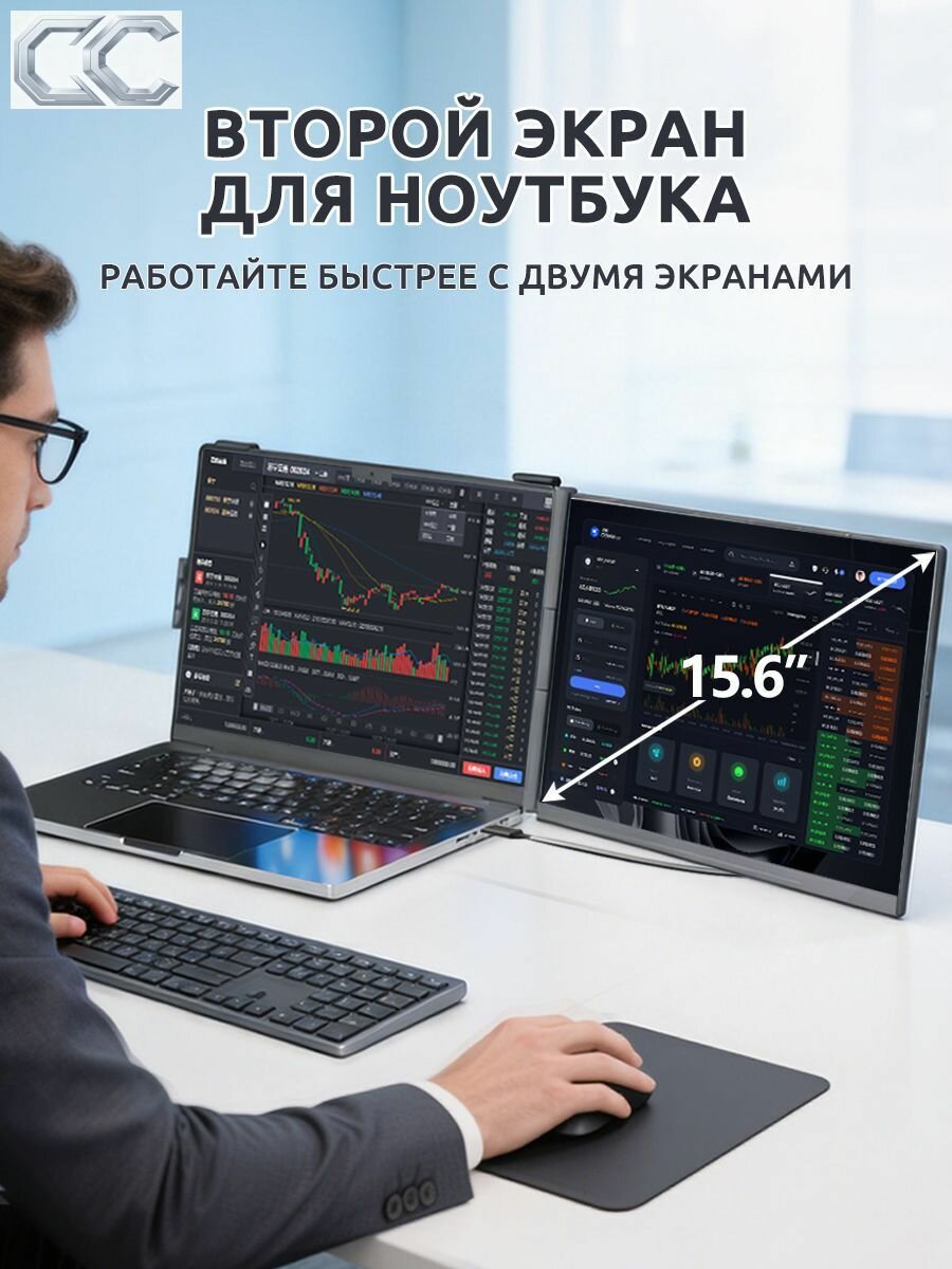 15.6" Монитор, IPS, 1920x1080 Full HD, 60 Гц, черно-серый