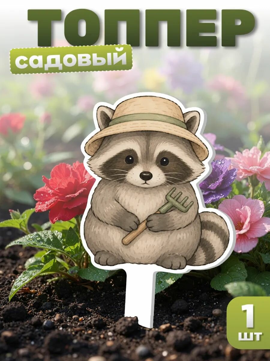 Садовые фигурки для дачи Енот в шляпке