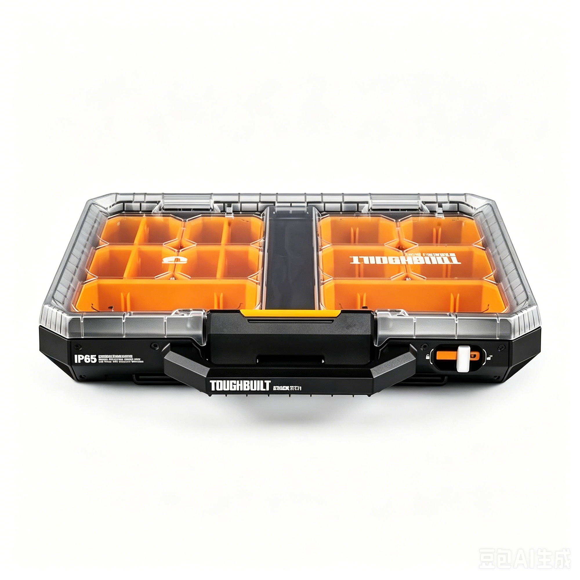 Органайзер ToughBuilt StackTech TB-B1-O-10 IP65, прозрачный кейс с разделителями для мелких креплений и деталей