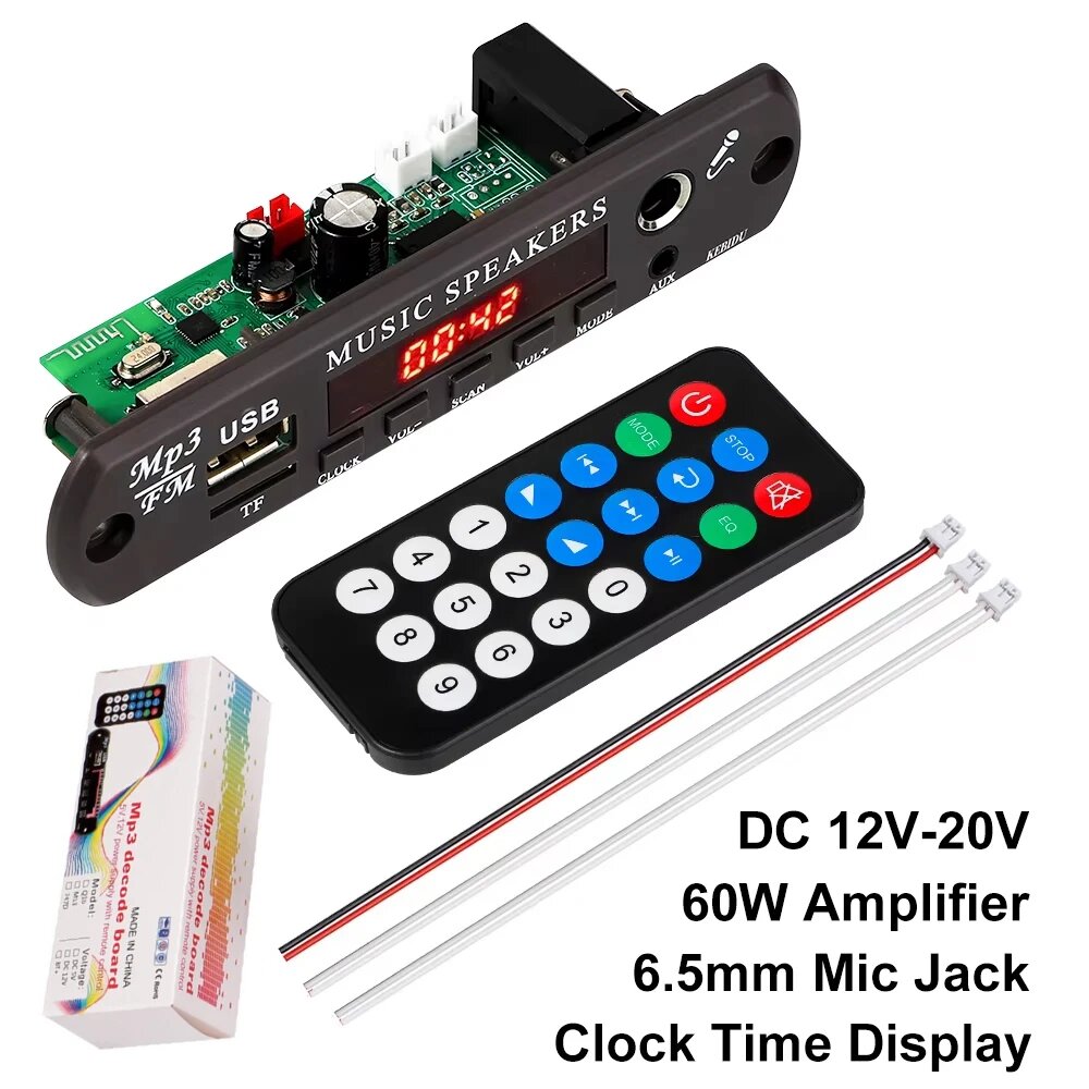 MP3 плеер Bluetooth 60W с микрофоном и пультом