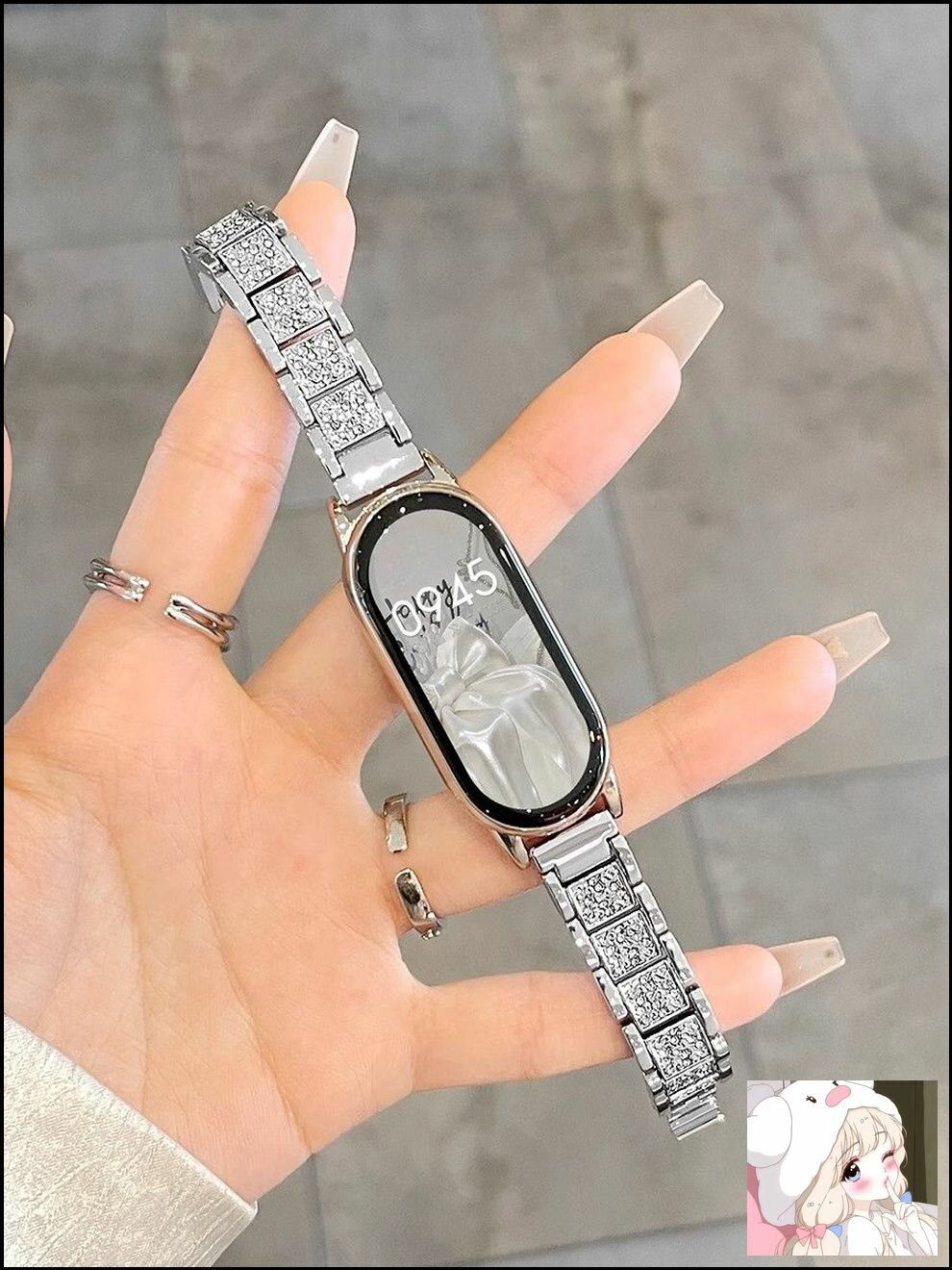 Металлический ремешок для Xiaomi Mi Band 8/9/10 (Xiomi Mi Band 8 9 10), со стразами, металлический браслет
