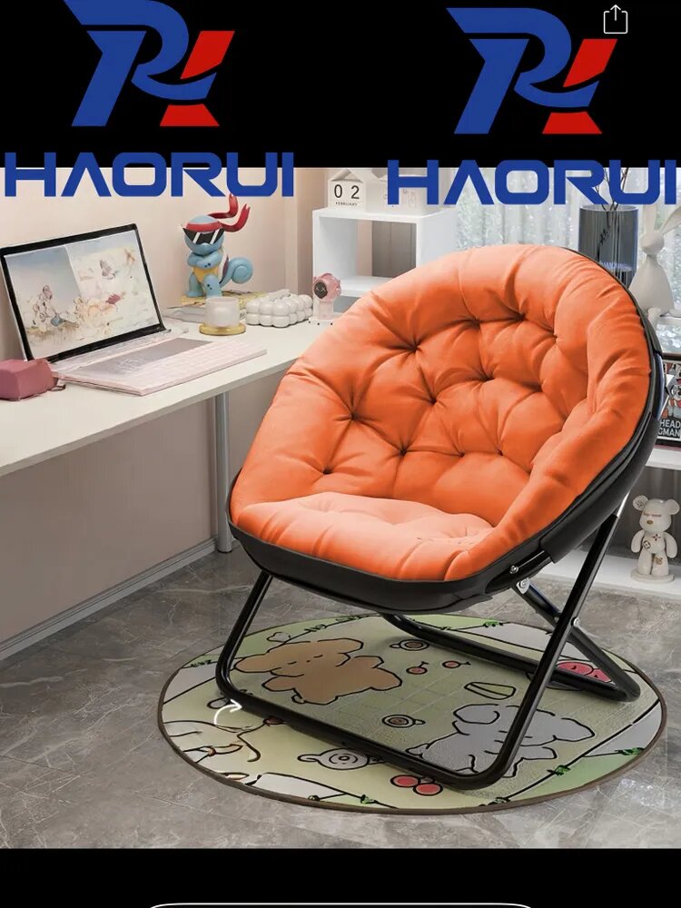 HaoRui Store Шезлонг складной, Металл, Оранжевый, 1-местный, нагрузка до 100 кг