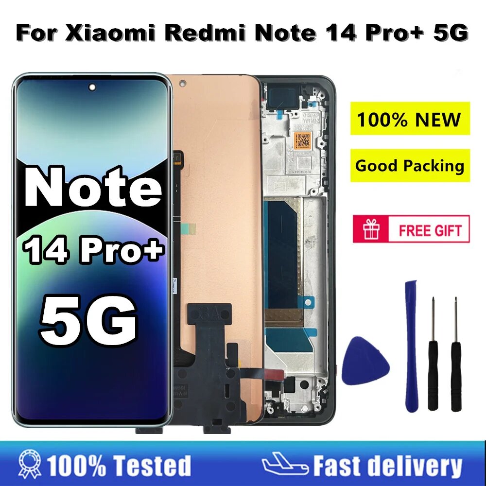 AMOLED-дисплей для Xiaomi Redmi Note 14 Pro+ 5G (24115RA8EG) в сборе с сенсорным экраном для Xiaomi Redmi Note 14 Pro Plus 5G LCD