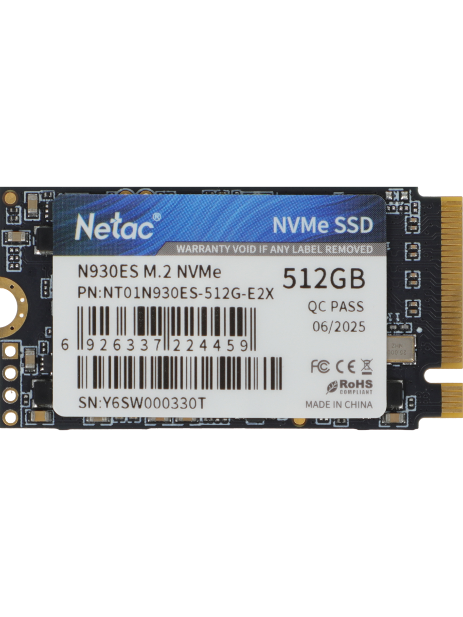 Накопитель SSD Netac N930ES NT01N930ES-512G-E2X 512 ГБ, M.2 2242, PCIe 3.0 x2, NVMe, M.2 1650 МБ/с