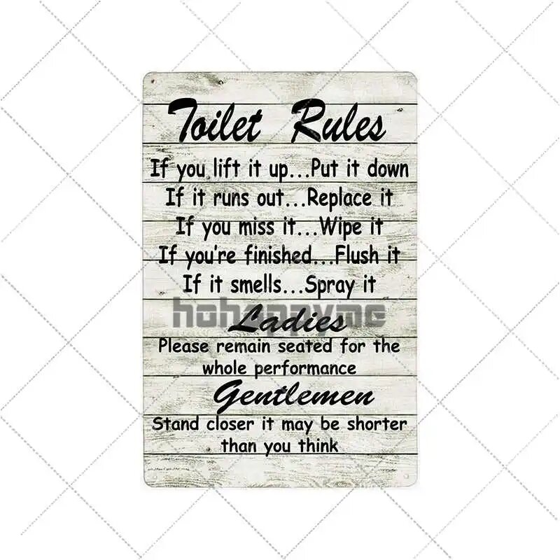 Табличка "Toilet Rules" металлическая 20*30 см, цвет 2003720
