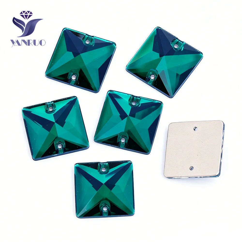YANRUO Стразы 12mm 205, 24шт, изумрудные