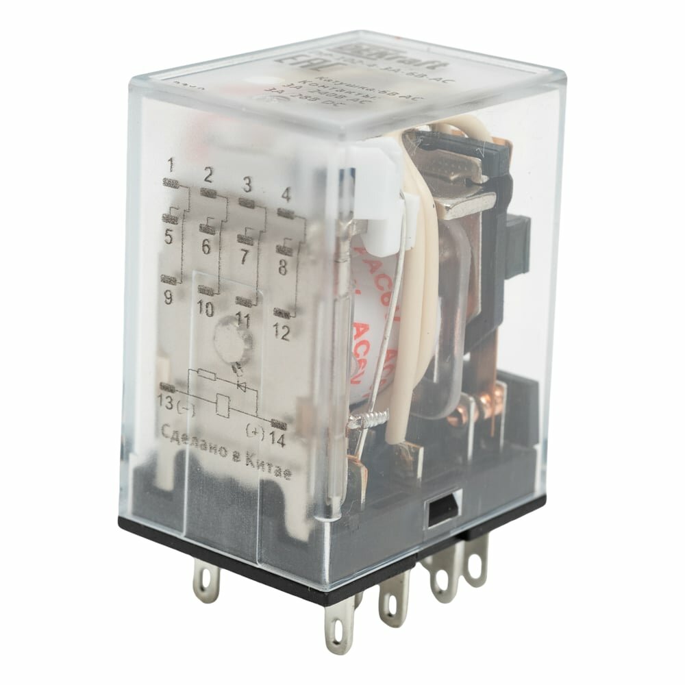 Промежуточное реле Dekraft ПР-102, 4 конт, LED, 3 А, 6 В, тип АC 23816DEK