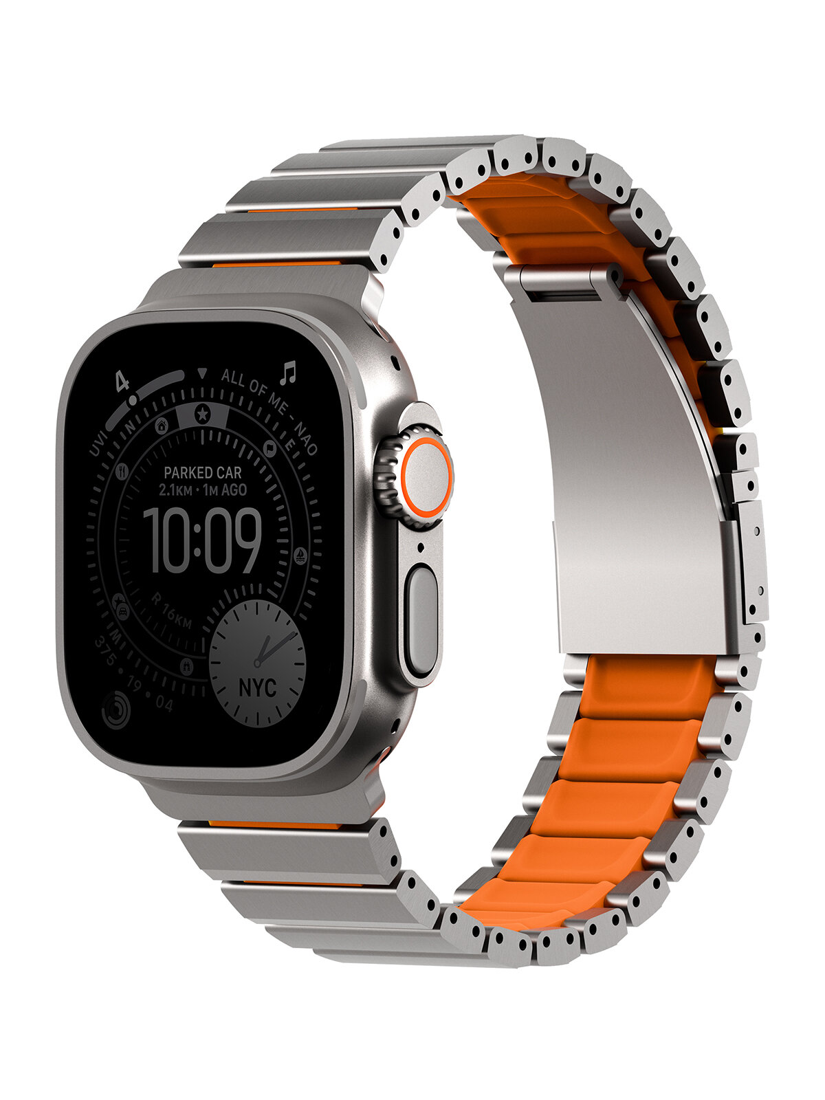 Ремешок Uniq для Apple Watch 44/45/46/49 мм, Strova Flex из нержавеющей стали 304, с магнитной застежкой-бабочкой