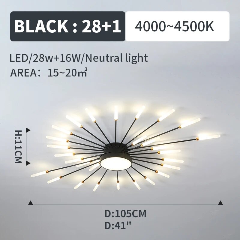 Люстра светодиодная Black 28+1Head 4000~4500K
