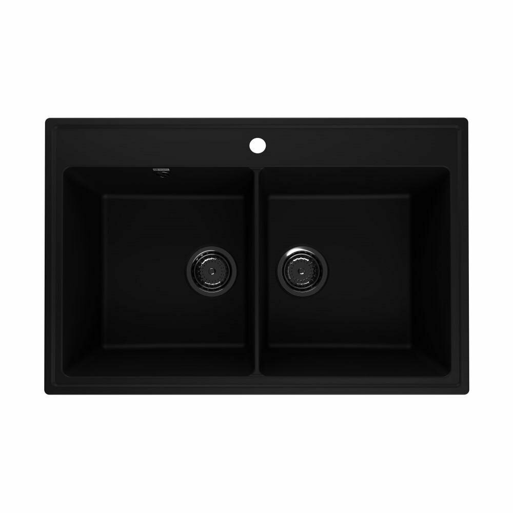 Мойка для кухни Ulgran Quartz 78х51 Ruma 780-07 угольная, 2 чаши, кварцевый композит