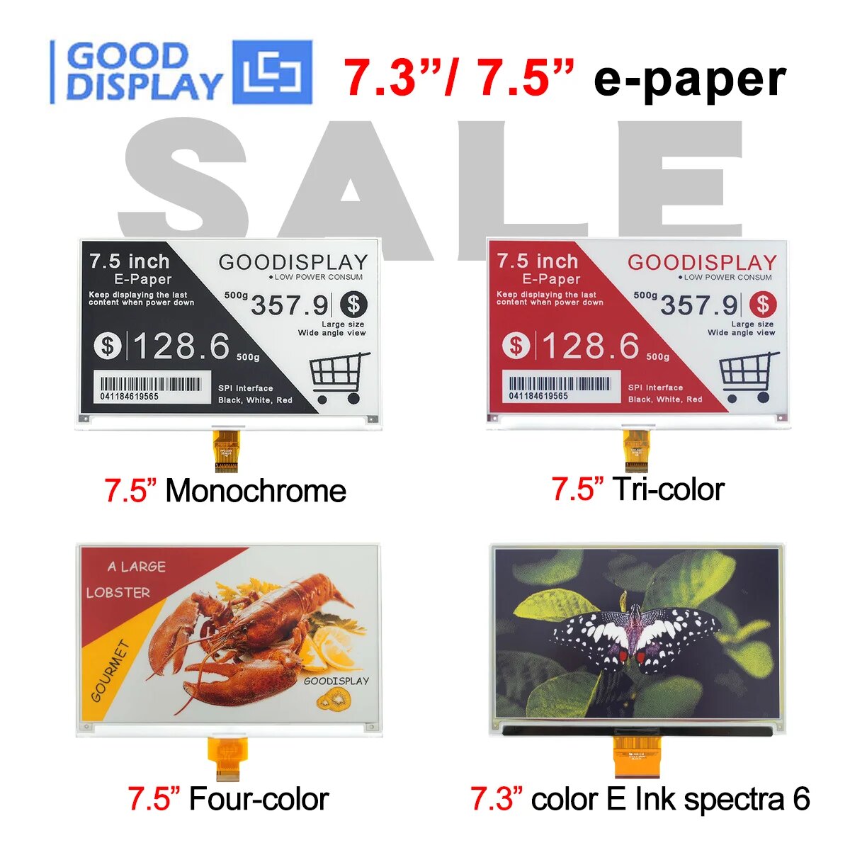 Goodisplay 7,5-дюймовый монохромный E Ink дисплей 7.5 Four-color