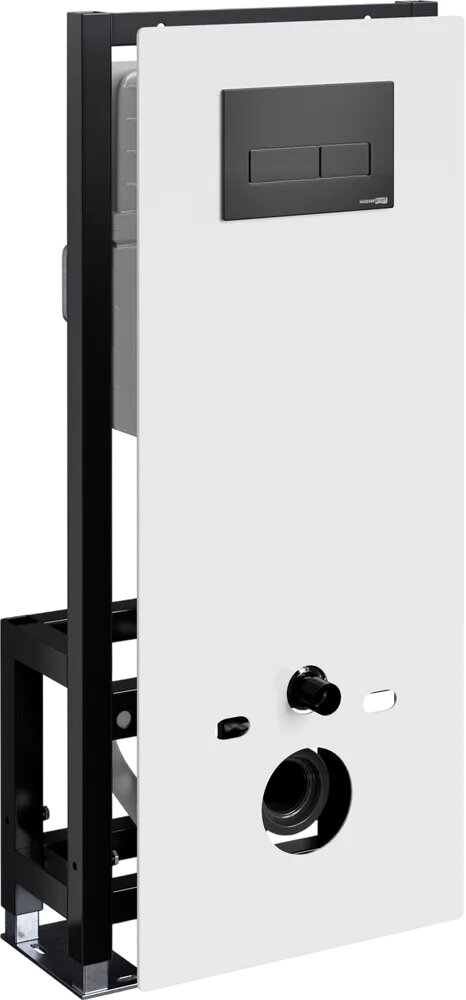 Инсталляция с кнопкой Wasserkraft Glan 66TLT.010. ME. WH. MB03 напольная, 50 см, с регулировкой по высоте, кнопка для унитаза черная, матовая, с шумоизоляцией
