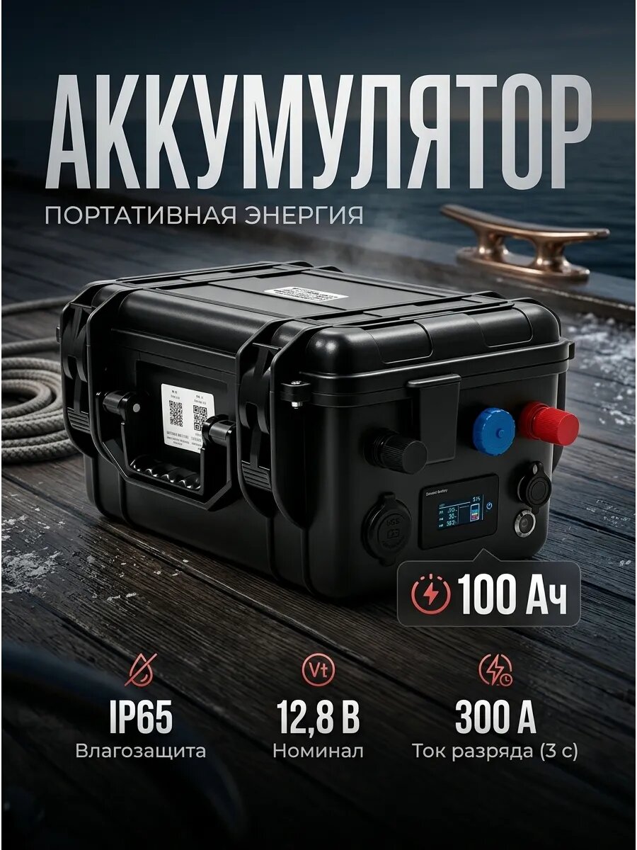Аккумуляторная батарея MarineCell с Bluetooth 100 Ач для лодочных моторов